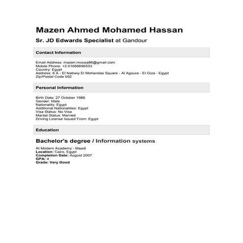 Mazen Ahmed - CV1 | PDF