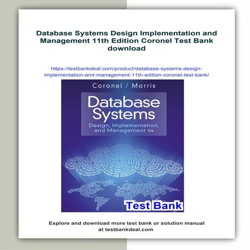 Database Systems Design Implementation And Management 11th Edition Coronel Test Bank Pdf