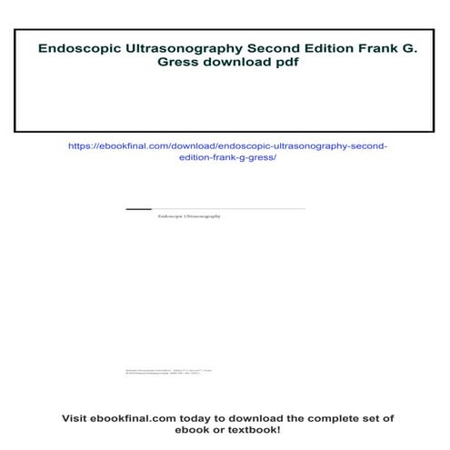 Endoscopic Ultrasonography Second Edition Frank G. Gress | PDF