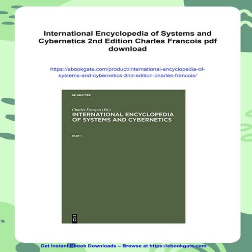 International Encyclopedia of Systems and Cybernetics 2nd Edition ...