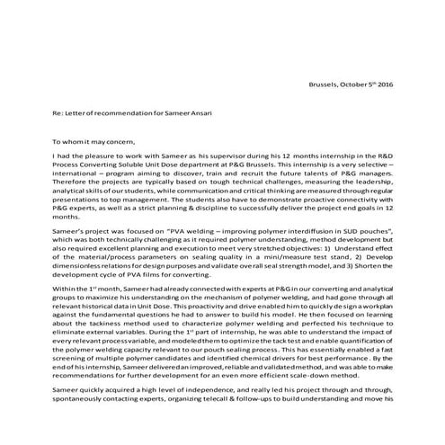 Letter of Recommendation - P&G | DOCX
