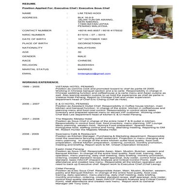 Lim Teng Kooi Resume | DOC