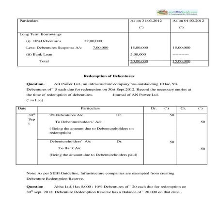 12 accountancy notes_ch09_redemption_of_debentures_02 | PDF
