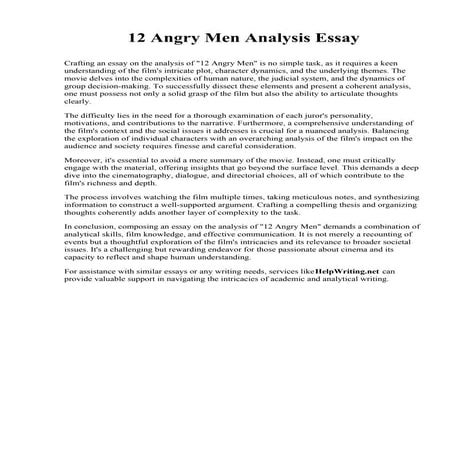 12 Angry Men Essay | PDF