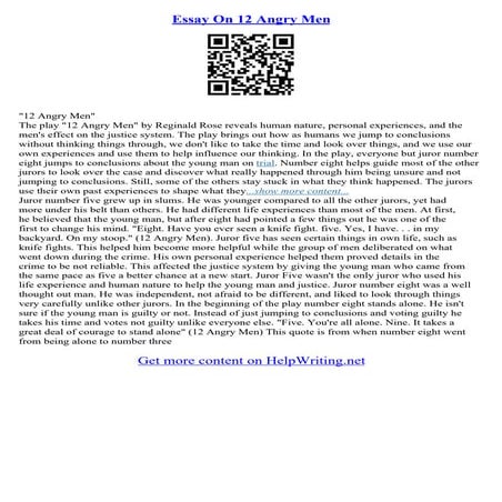 12 Angry Men Essay | PDF