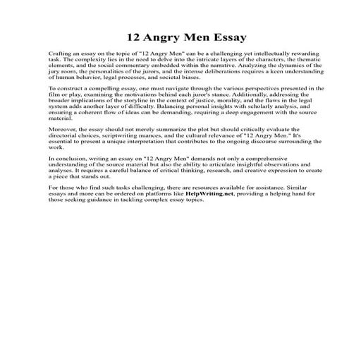 12 Angry Men Essay | PDF