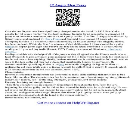 12 Angry Men Essays | PDF
