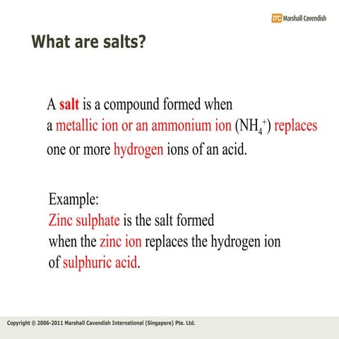 Salts definition and preparation of soluble and insoluble | PPT
