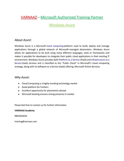 Windows Azure Overview | PPT