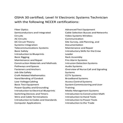 List of Certifications | PDF