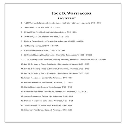 Jock - Project List | DOC