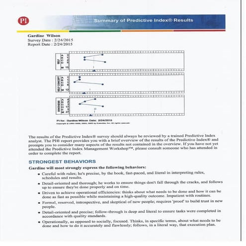 Gardine Wilson Profile - Predictive Index 2015 | PDF