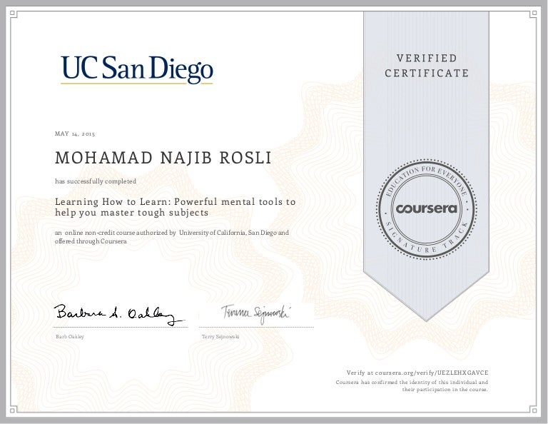Learning How to Learn - UC San Diego - Coursera