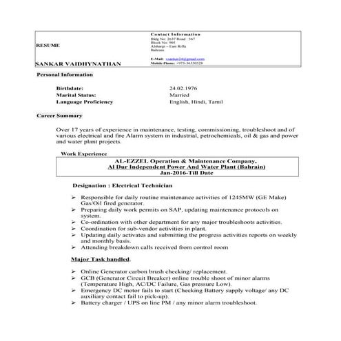 GARRY RESUME Red Seal industrial Electrician. | PDF