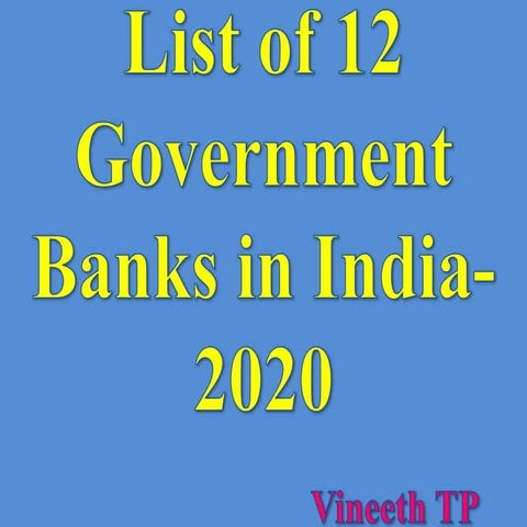 Public Sector Banks in India-2020 | PPTX
