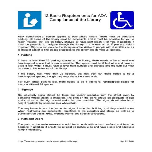 12 Basic Requirements for ADA Compliance at the Library | DOCX ...