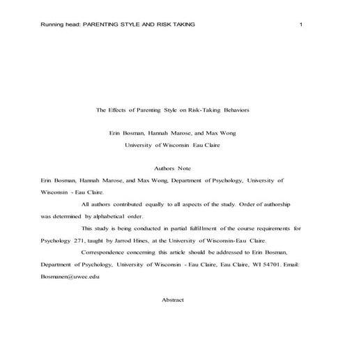 FinalPaper | DOCX | Parenting Babies and Toddlers | Parenting