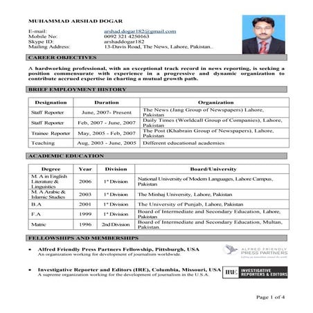 Arshad Dogar's Resume | DOC