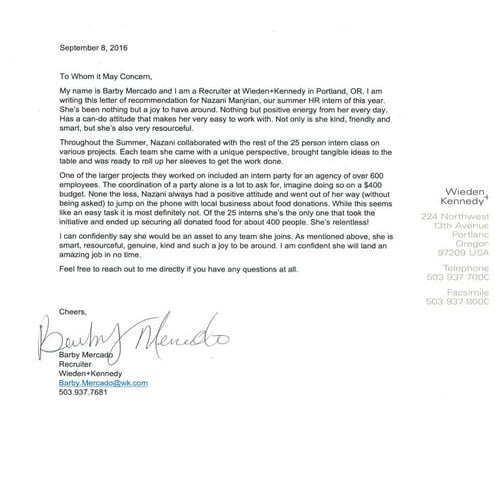 Nazani letter of reco | PDF