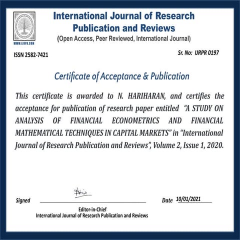 Paper presentation certificate hariharan23900 | PDF