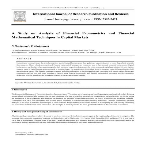 12 capital market research paper hari masterpiece | PDF