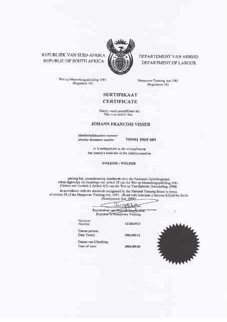 NOSA certificates | PDF