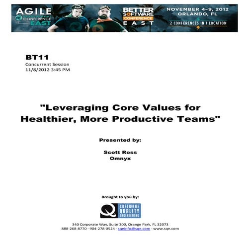 Leveraging Core Values for Healthier, More Productive Teams | PDF