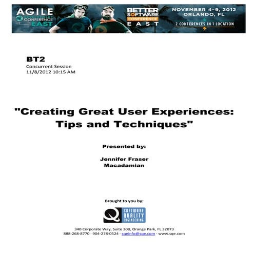Creating Great User Experiences: Tips and Techniques | PDF | Technology ...