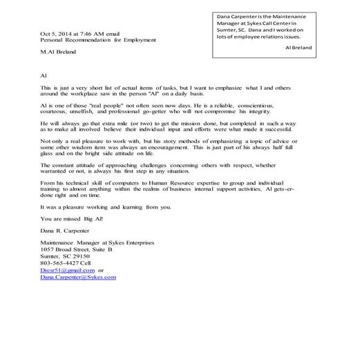 Dana Carpenter letter of recommendation | DOCX