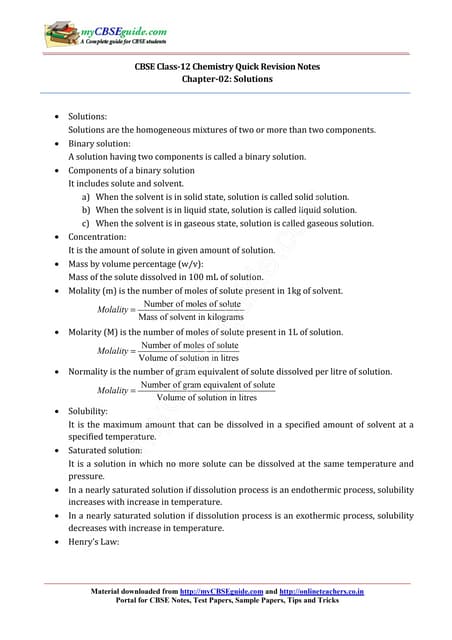 Solutions - formula sheet.pdf 12TH IMPORTANT FORMULA SHEET CHAP 3 ...