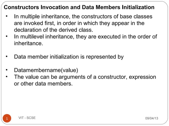 12 Constructors Invocation And Data Members Initialization Ppt