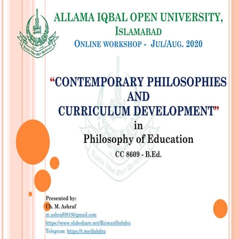 "CONTEMPORARY PHILOSOPHIES AND CURRICULUM DEVELOPMENT” in Philosophy of ...