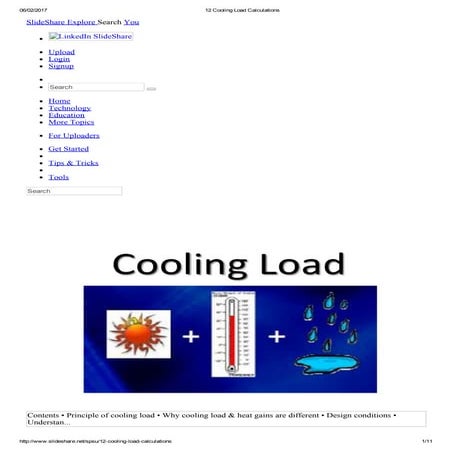 Cooling load calculations | PDF
