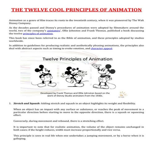 THE TWELVE COOL PRINCIPLES OF ANIMATION | PDF