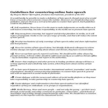 Guidelines countering hate speech | PDF