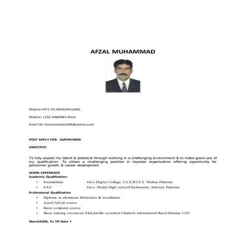 afzal c.v | PDF