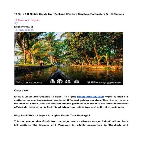 12 Days _ 11 Nights Kerala Tour Package _ Explore Beaches, Backwaters ...