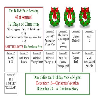 Bull & Bush 12 Days | PDF