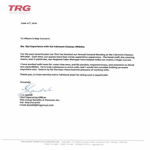 TRG Group Benefits - Reference Letter | PDF