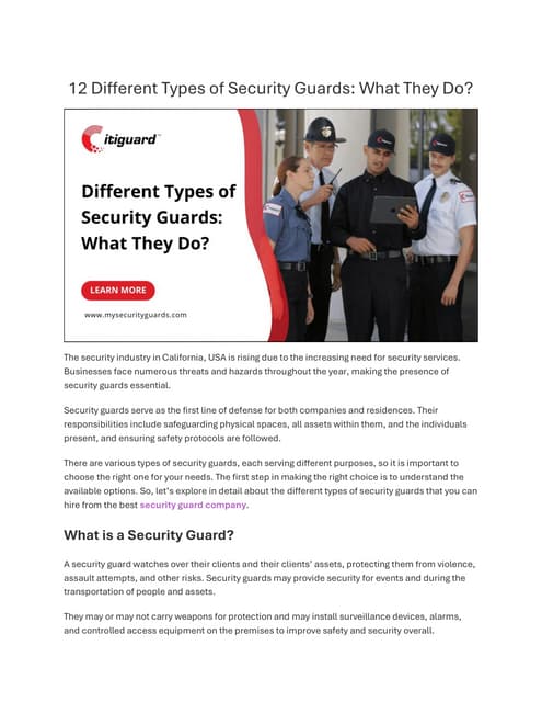 Security guard roles and responsibilities | PPTX