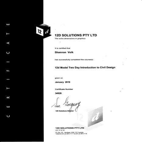 12D Modelling Certificate | PDF