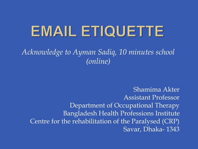 Email Etiquette PPT | PDF