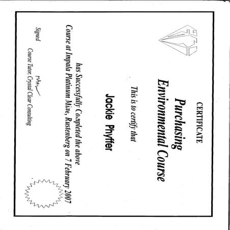 Purchasing enviromental course certificate | PDF