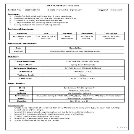 Riya Munshi Java Developer Pdf