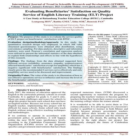 Evaluating Beneficiaries’ Satisfaction on Quality Service of English ...