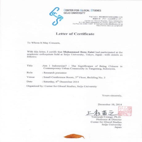 Certificate from Seijo University JPN | PDF