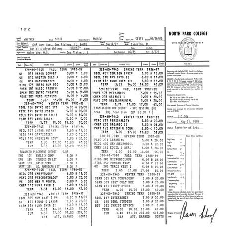 NorthParkCollegeTranscript | PDF