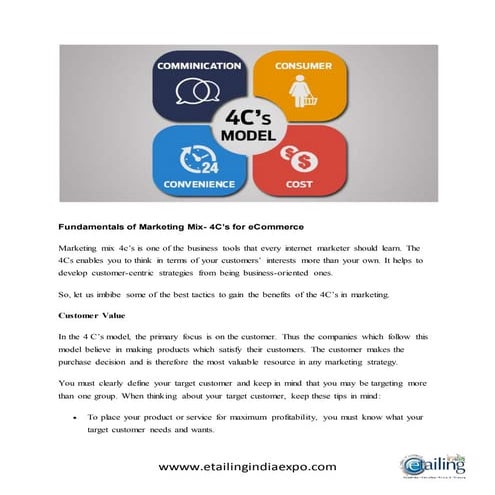 Fundamentals of Marketing Mix- 4C’s for eCommerce | DOCX