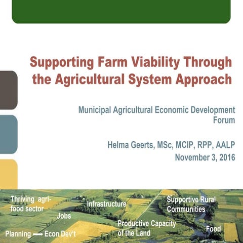 Supportin Farm Viability through the Agricultural Systems Approach ...