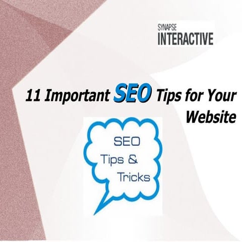 11 Important SEO Tips for Your Website | PPT